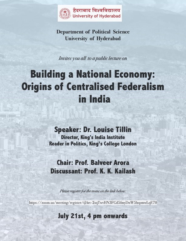 Talk by Dr. Louise Tillin on Building a National Economy: Origins of ...